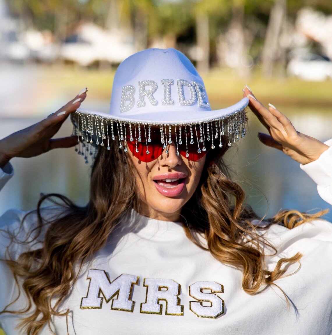 Custom Cowboy Style Beach Hat With Pearls, Customized Sun Hat ...