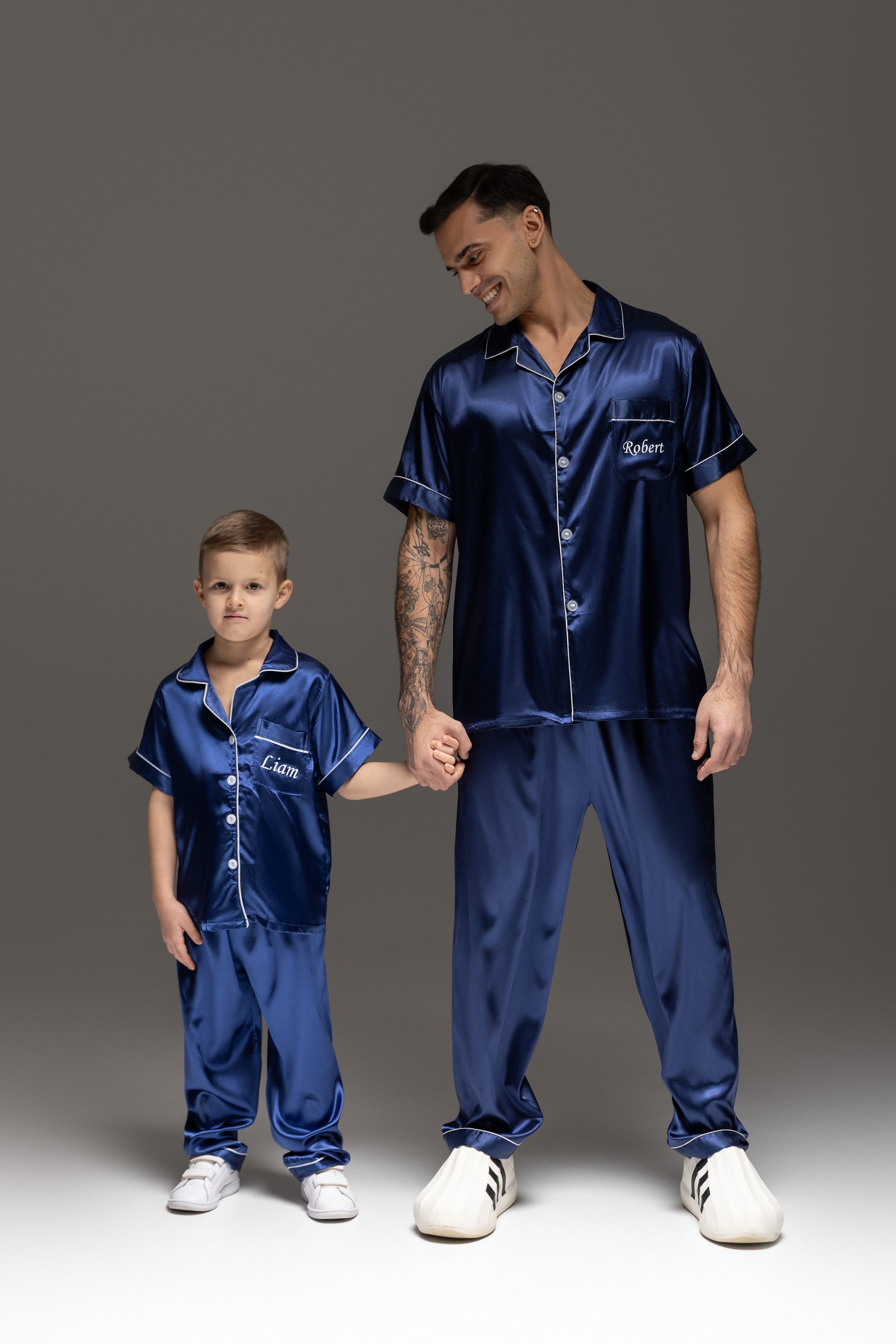 Personalized Matching Satin Pajamas for Dad and Son – Sunny Boutique Miami