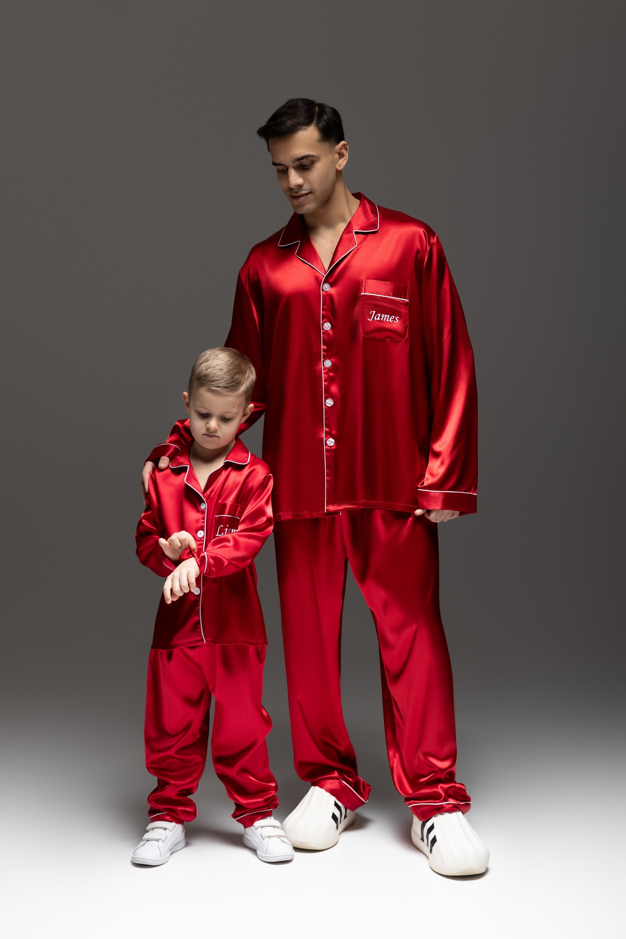 Personalized Matching Satin Pajamas for Dad and Son – Sunny Boutique Miami