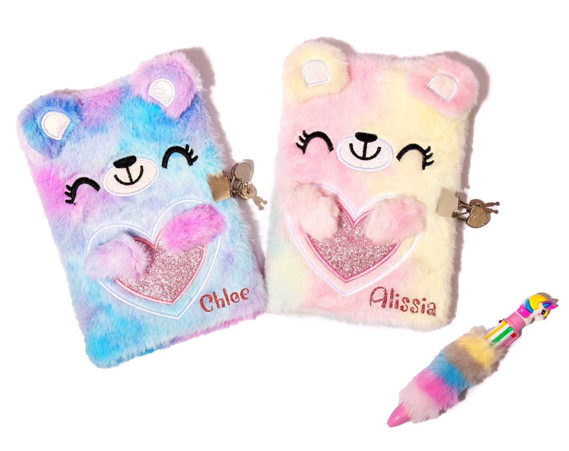 Custom Kids Fluffy Notebook with Glittery Heart – Sunny Boutique Miami