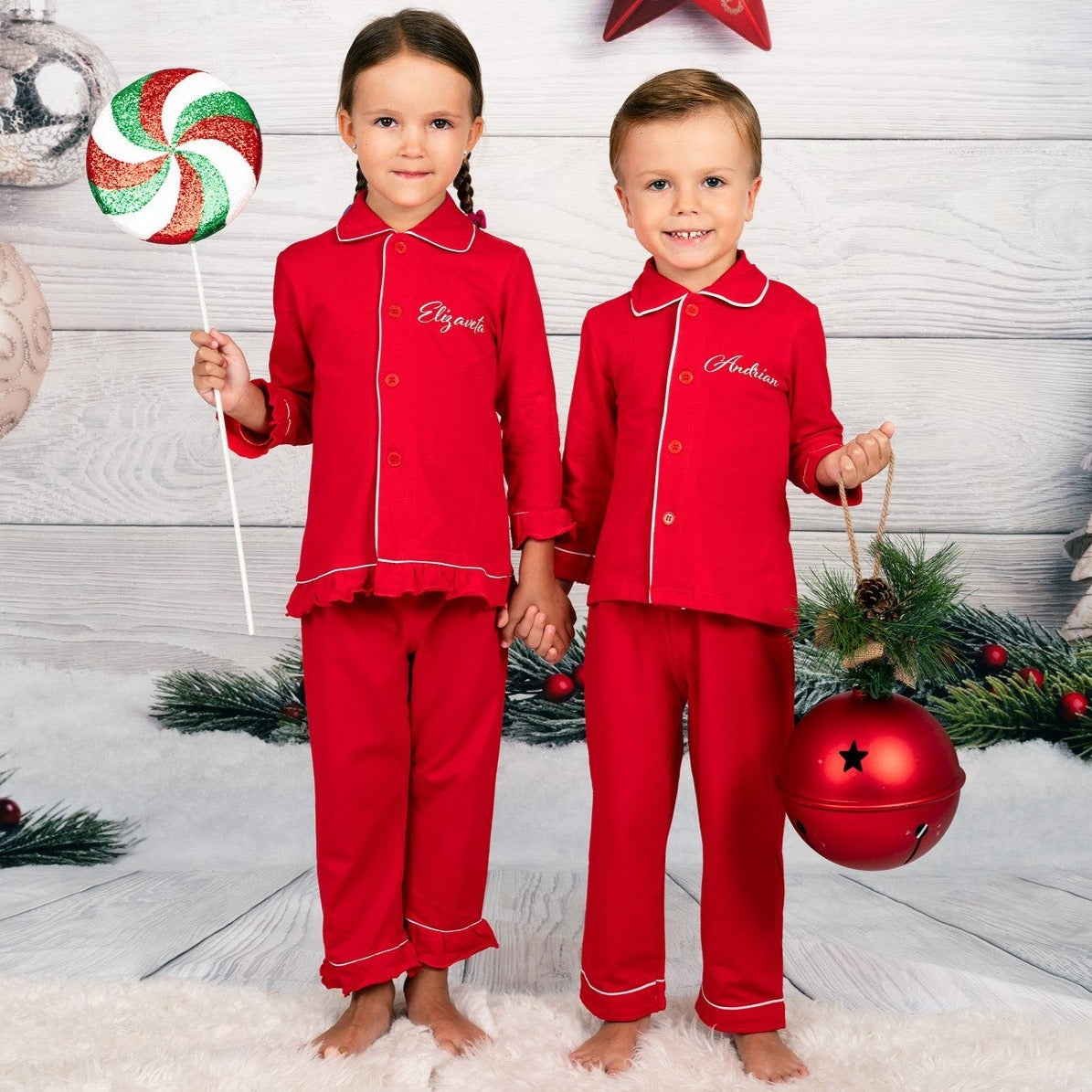 Custom Family Matching Elf Red Cotton Pajamas – Sunny Boutique Miami