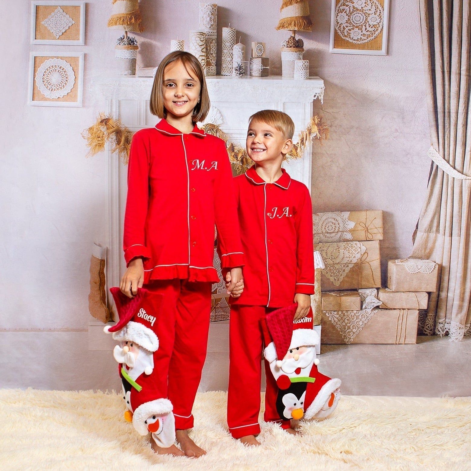 Custom Family Matching Elf Red Cotton Pajamas – Sunny Boutique Miami