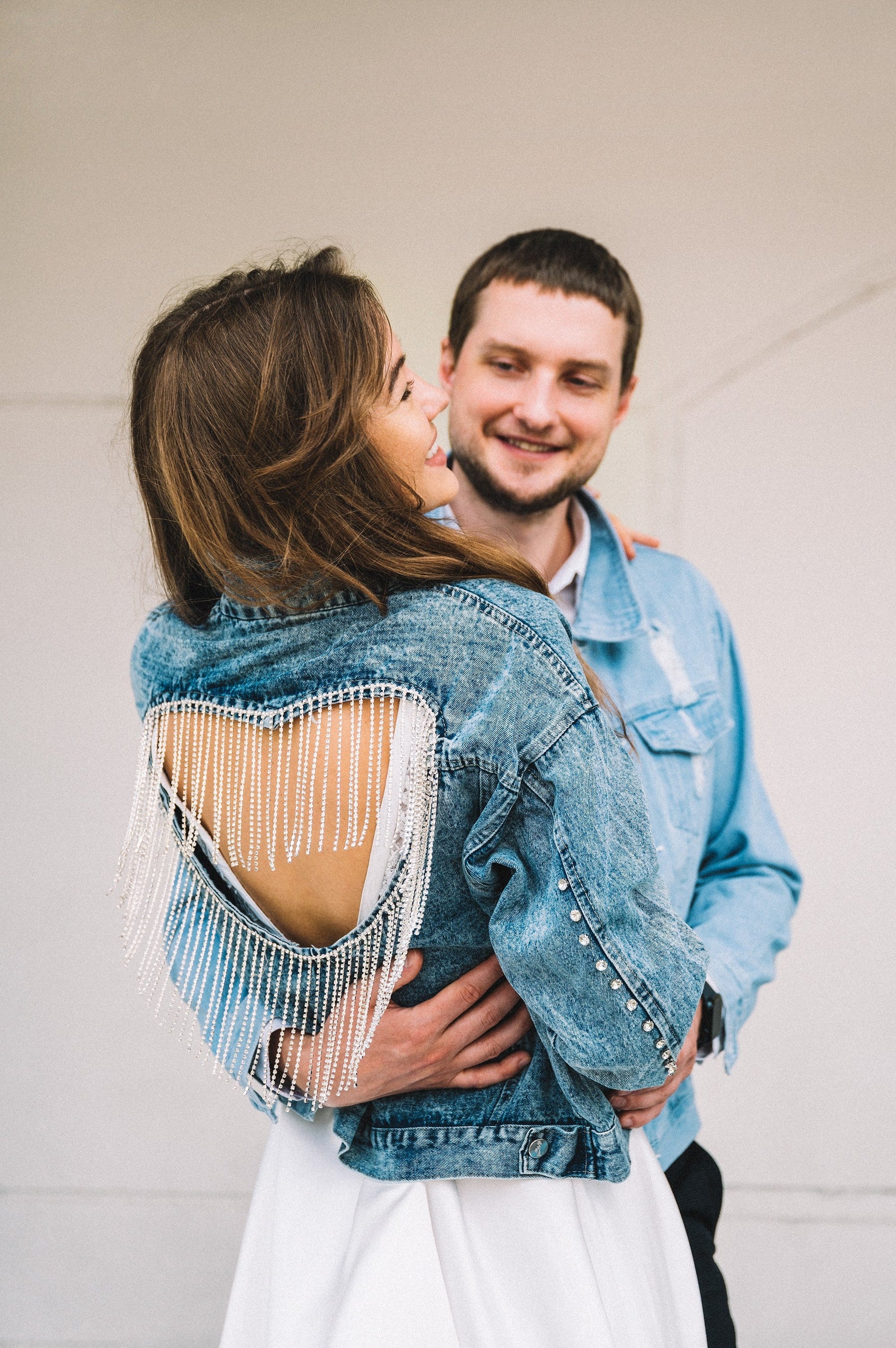 Wedding Denim Jacket with Rhinestone Heart – Sunny Boutique Miami