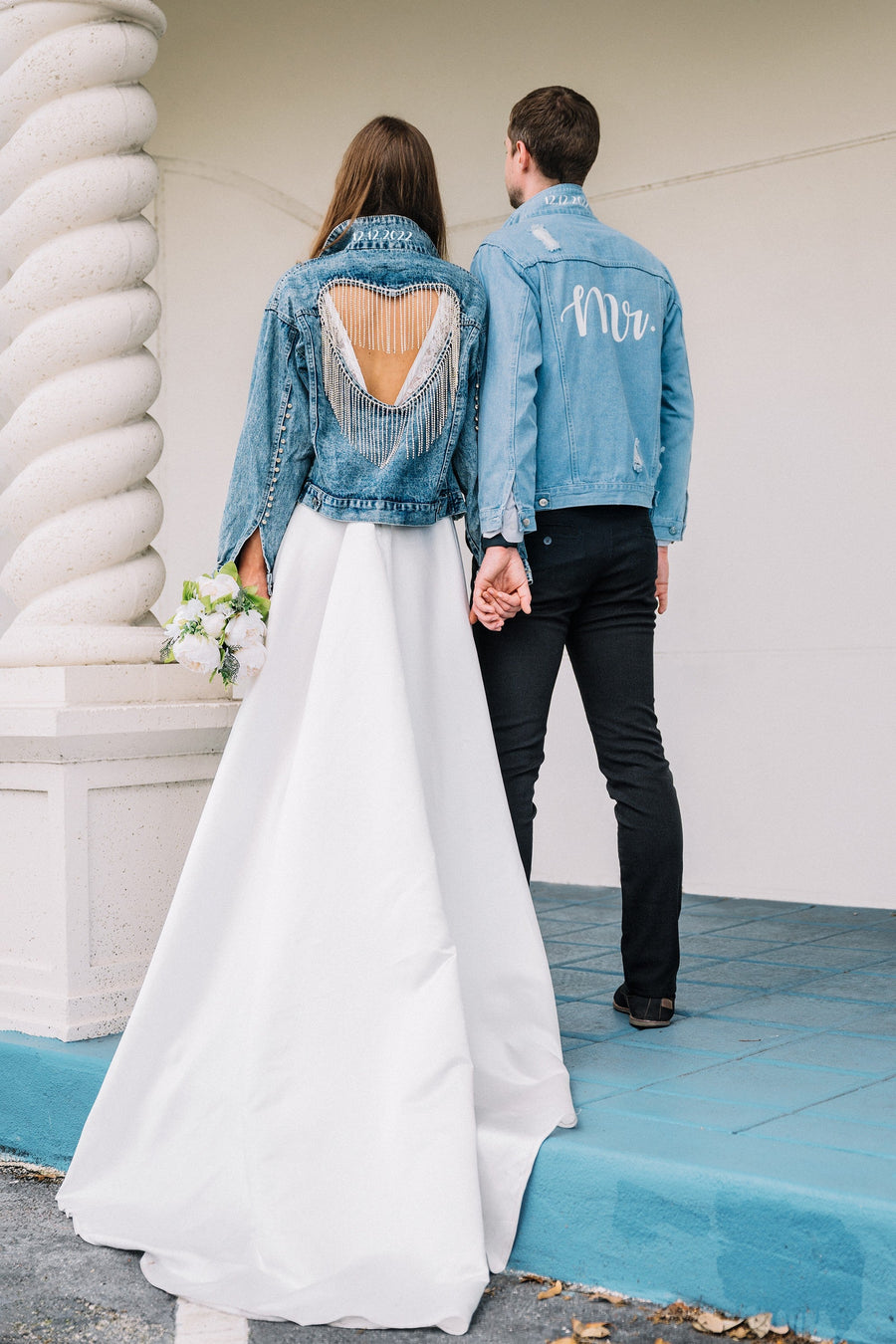 Wedding Denim Jacket with Rhinestone Heart – Sunny Boutique Miami